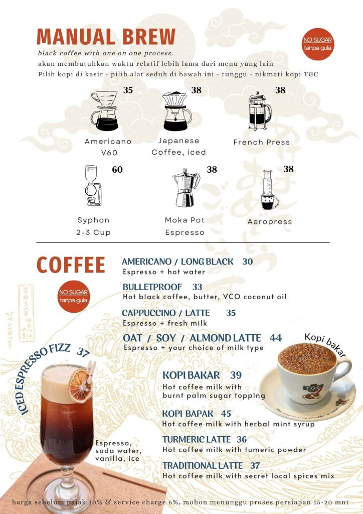 BUKU Menu TGC BASRA – coffee TGC