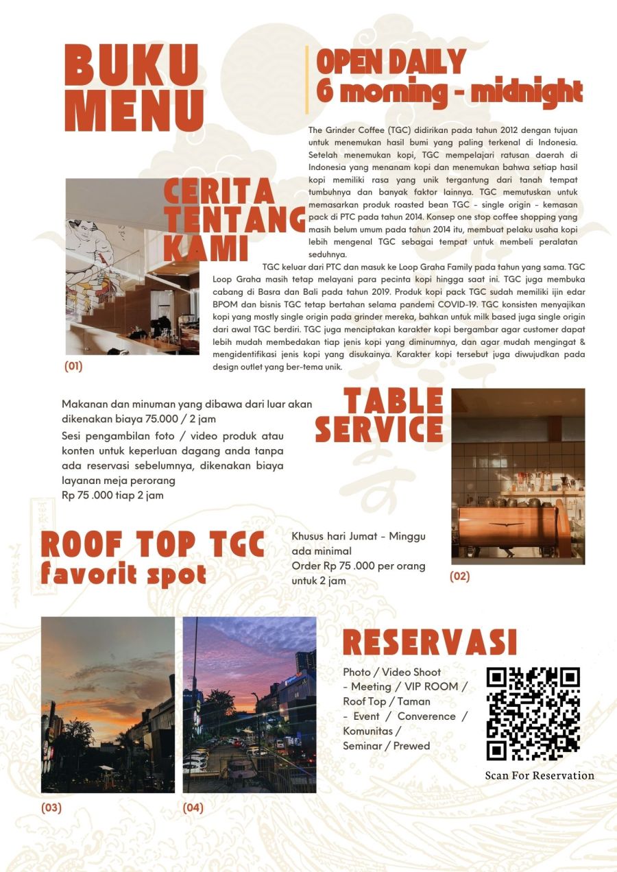 BUKU Menu TGC BASRA – coffee TGC