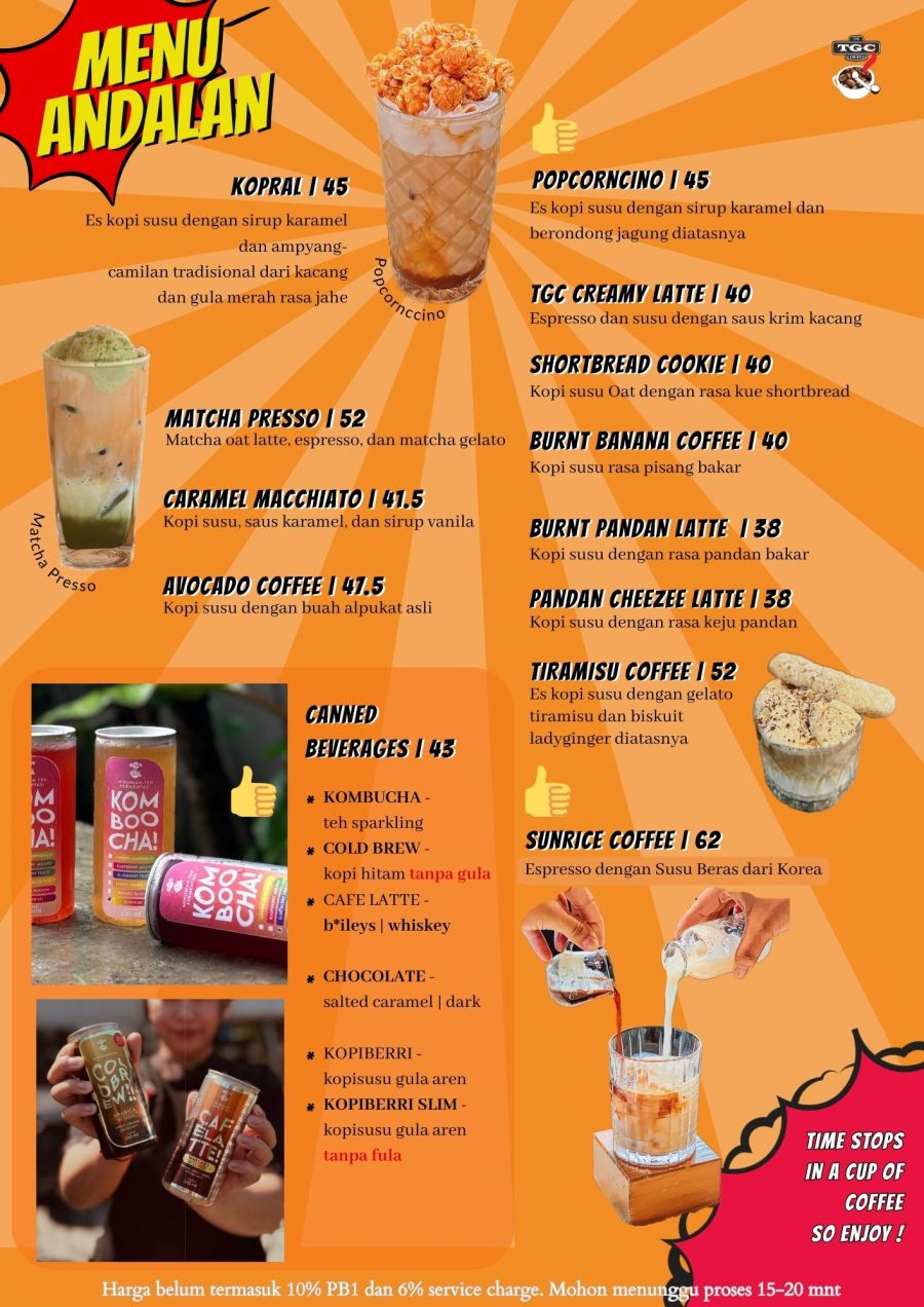 BUKU Menu TGC BASRA – coffee TGC